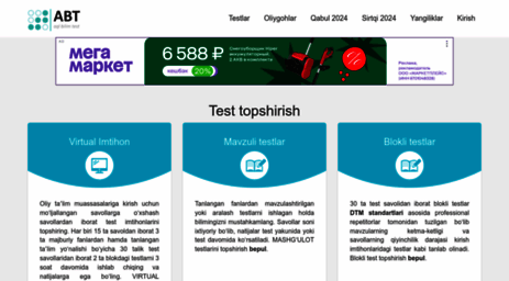 Visit Abt.uz - Abituriyentlar uchun onlayn testlar - abt.uz.