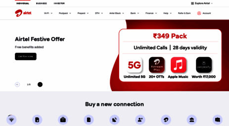 Visit Airtel.in - Airtel: Wi-Fi, Postpaid, Prepaid, DTH, Bank & Business.