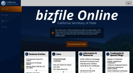 Visit Bizfileonline.sos.ca.gov - Secretary of State.