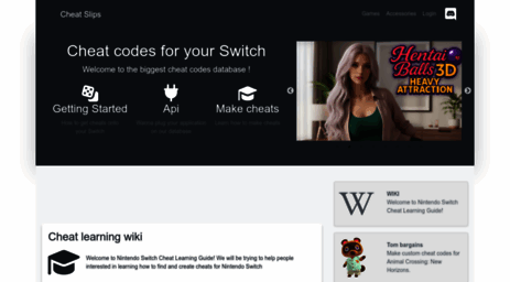 Visit Cheatslips.com - Cheat codes for the Nintendo Switch.