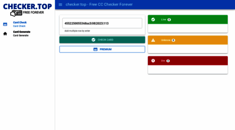 Visit Checker.top - Free Credit Card Checker - Bin CC checker Live or Die.