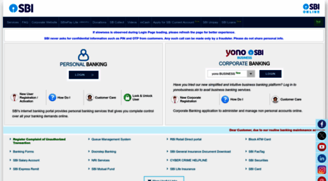 Visit Corp.onlinesbi.sbi - State Bank of India.