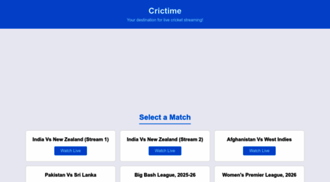 Visit Crictime.ch - Crictime - Watch Live Cricket Streaming Online.