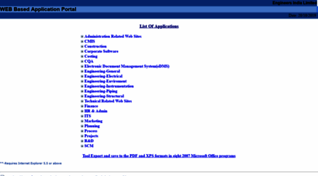 Visit Eil.co.in - Applications - Login Page.