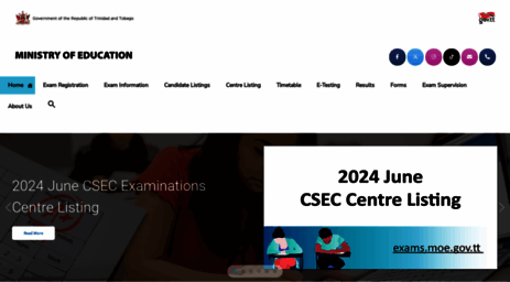 Visit Exams.moe.gov.tt - Ministry of Education.