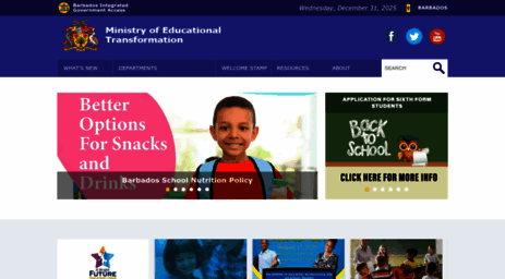 Visit Mes.gov.bb - Welcome / Ministry of Educational Transformation.