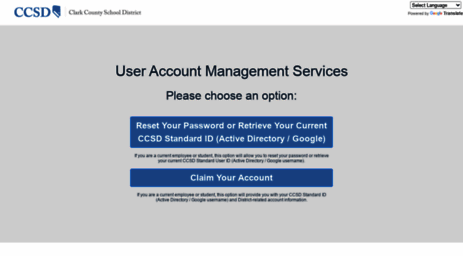 Visit Myaccount.ccsd.net - Account Claim.