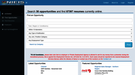 Visit Nieis.namibiaatwork.gov.na - NIEIS: home.