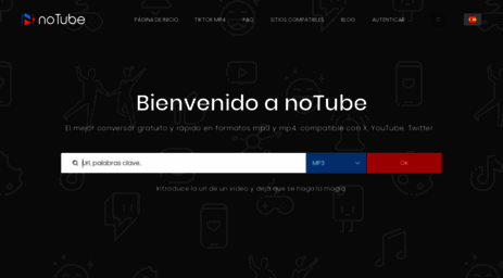 Visit Notube.fi - Conversor: YouTube MP3, Tiktok MP4 ¡y más! - noTube.