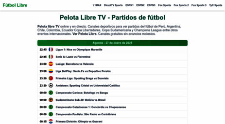 Visit Pelotalibrehd.pe - Pelota Libre TV - Partidos de fútbol en vivo | Calidad HD.