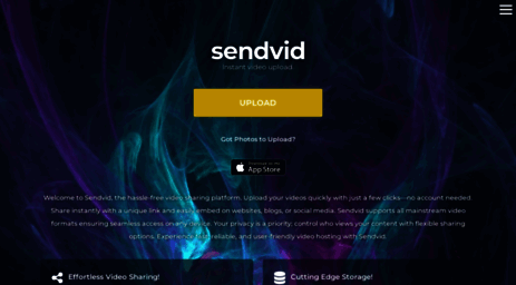 Visit Sendvid.com - Upload and Share Videos - Sendvid.