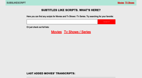 Visit Subslikescript.com - Subs like Script - read transcript of any ...