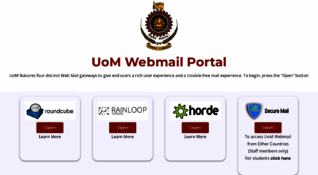 Visit Webmail.uom.lk - UoM Webmail.