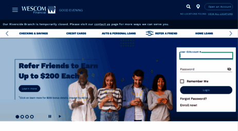 Visit Wescom.org - Wescom Financial | Banking, Credit Card, Loans, Savings.